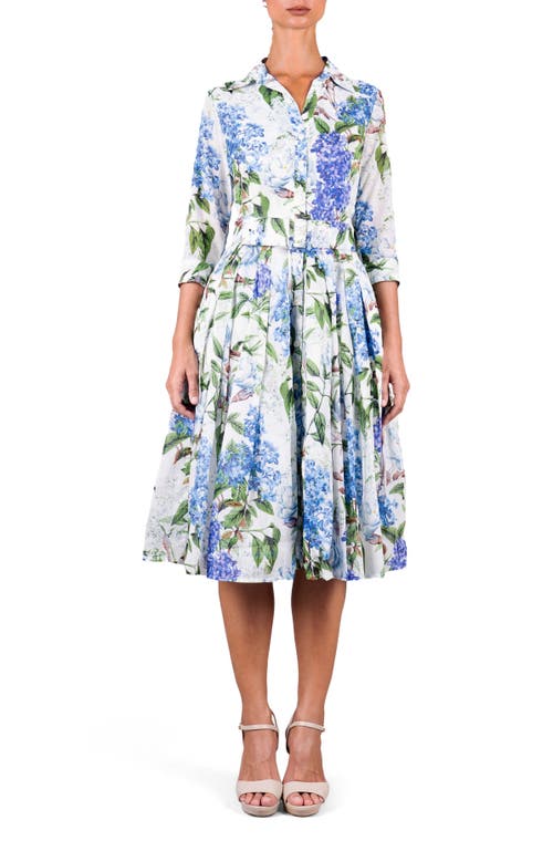 SAMANTHA SUNG Samantha Sung Floral Print Midi Shirtdress